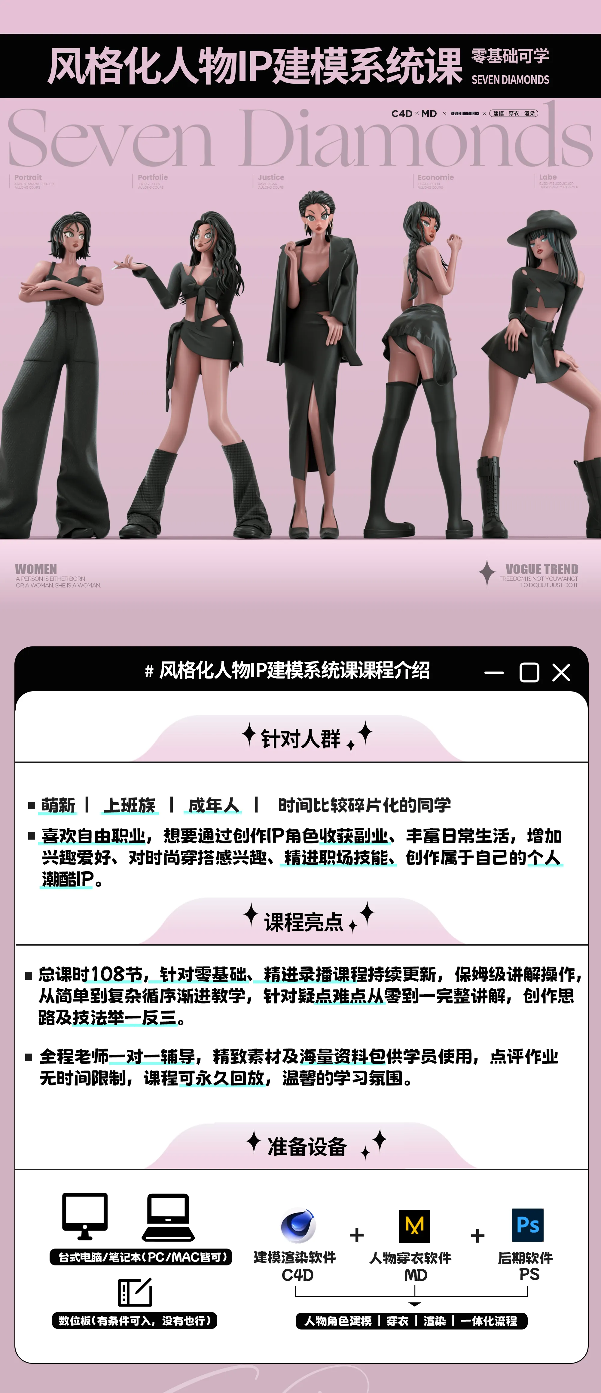 风格化人物IP-C4D建模__方块七-站酷学习(原站酷高高手)