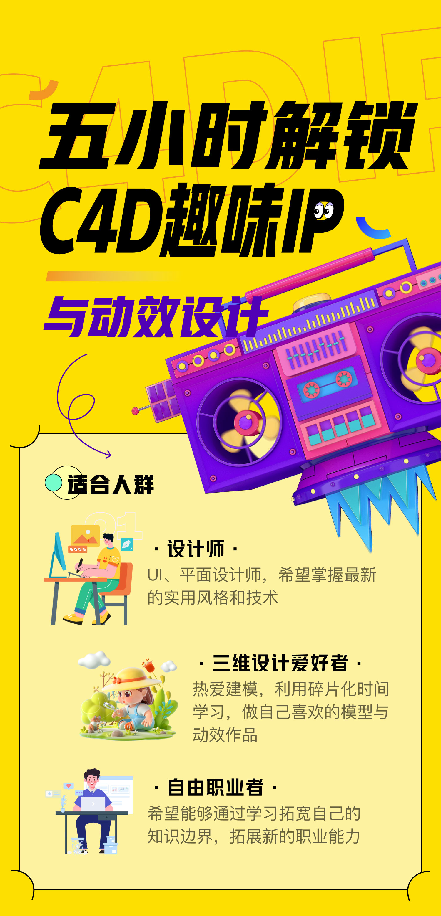 五小时解锁-C4D趣味IP与动效设计_视频教程培训__完美世界教育-站酷高高手